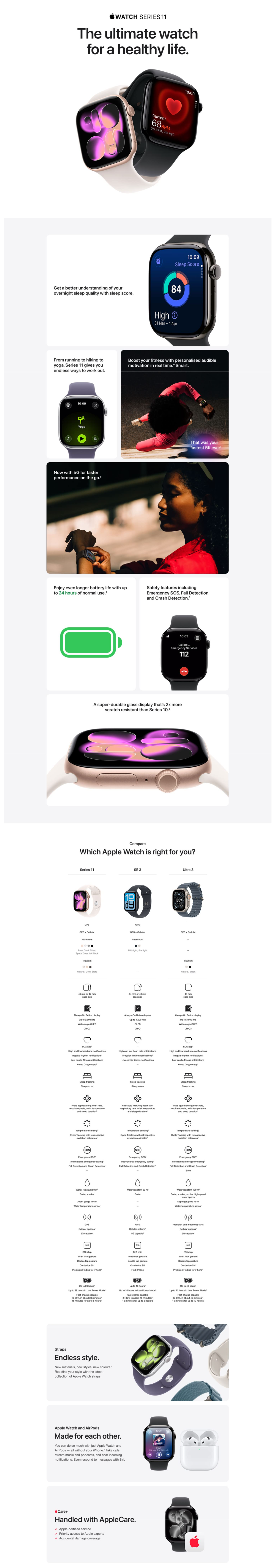 Apple Watch Series 11 GPS + Cellular 42mm Jet Black Sport Band - M/L ...